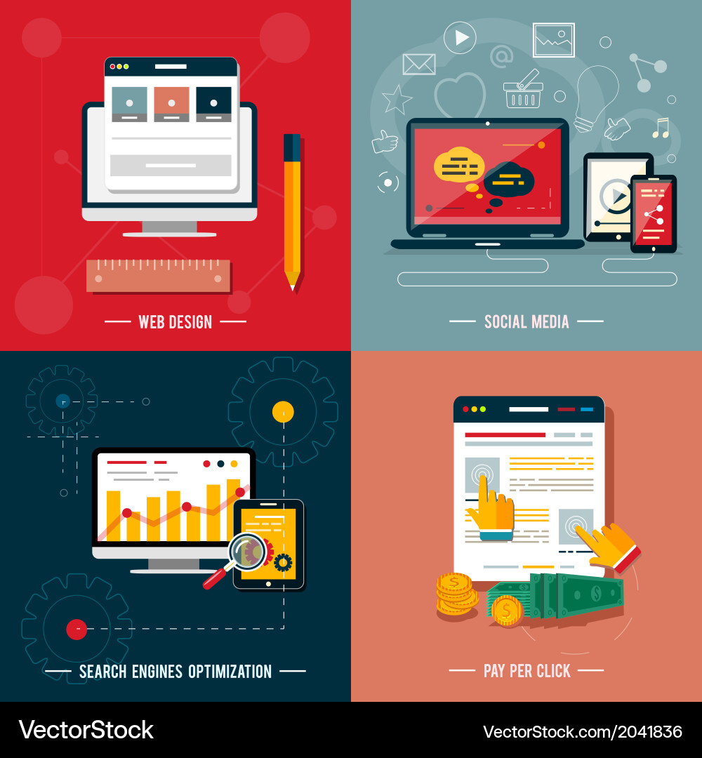 Icons for web design seo social media Royalty Free Vector