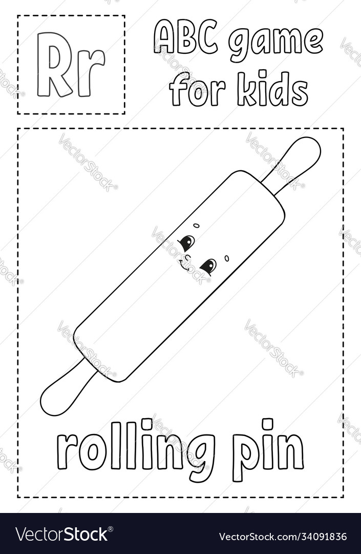 Letter r is for rolling pin abc game kids Vector Image