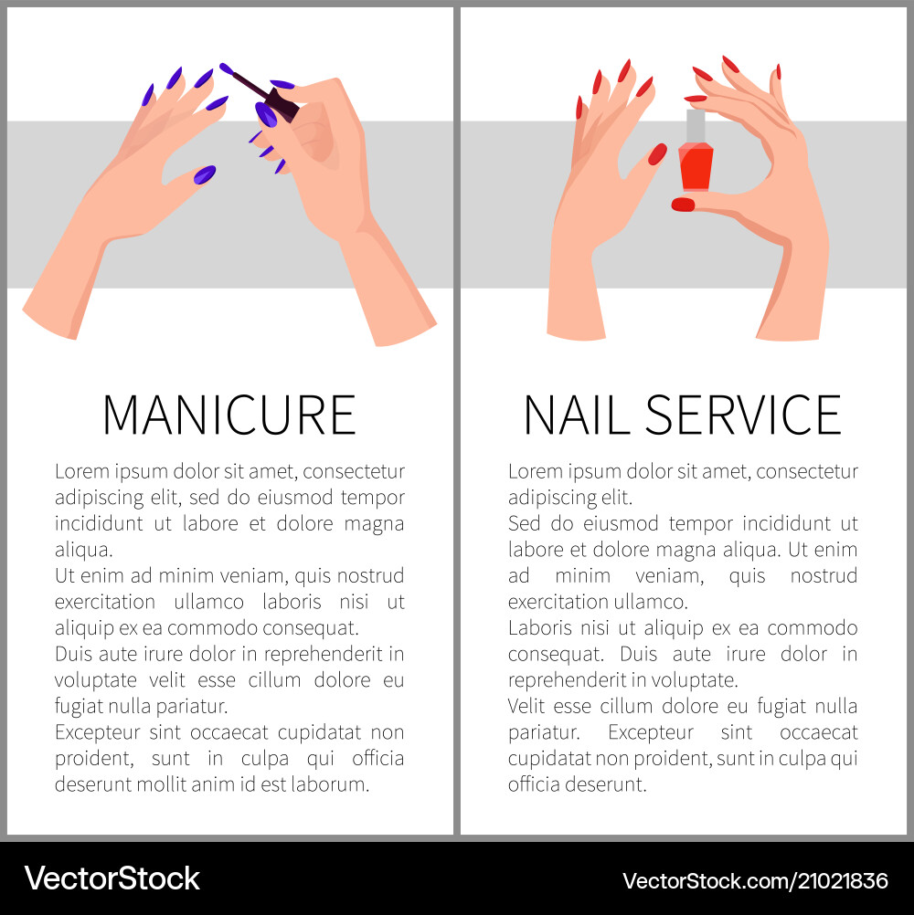 Manicure and nail service card Royalty Free Vector Image