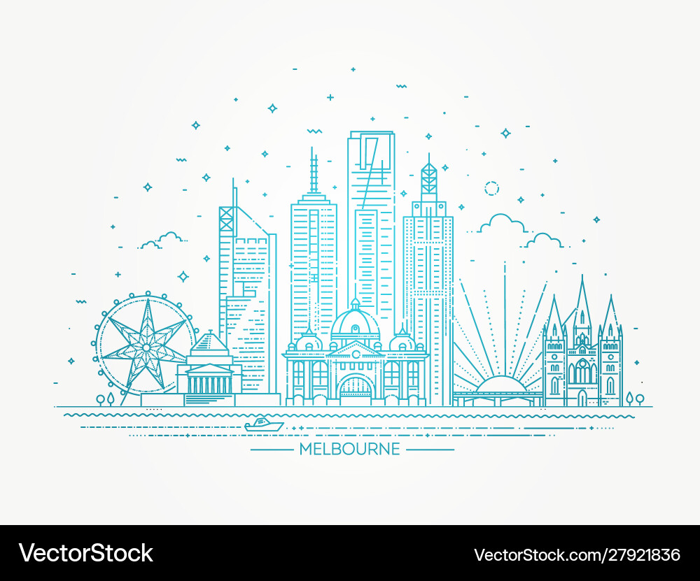 Melbourne australia city skyline Royalty Free Vector Image