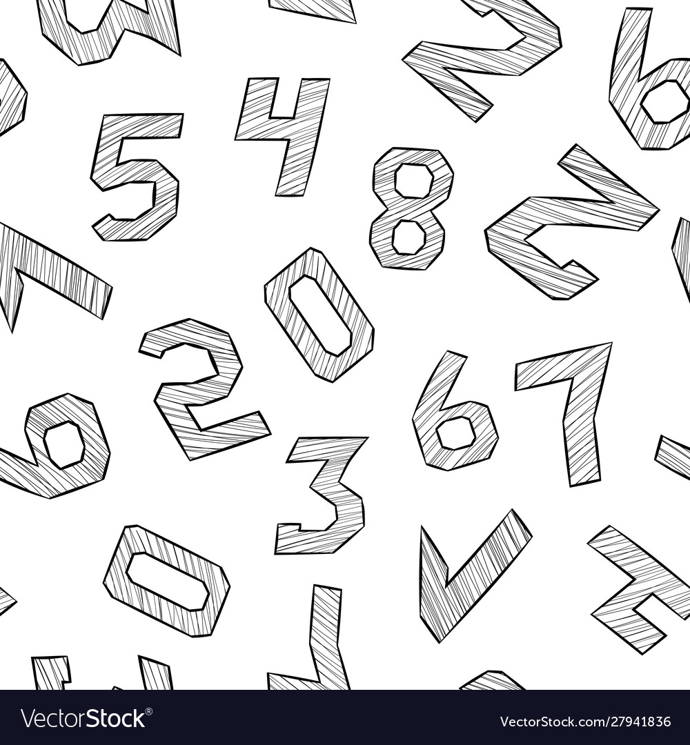 Numbers black and white hand drawn signs Vector Image