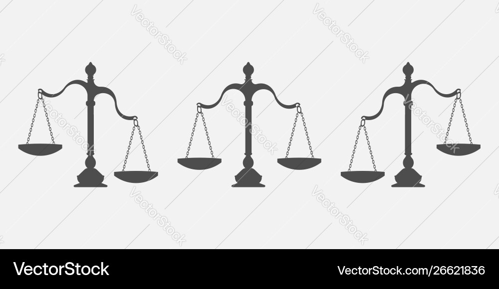 Set scales balance isolated on white Royalty Free Vector