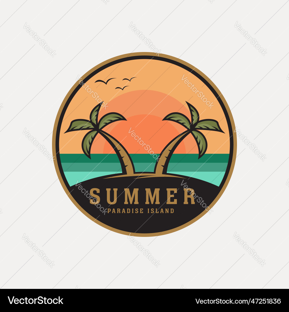 Summer logo vintage with emblem template design Vector Image
