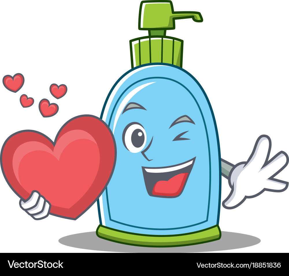 With heart liquid soap character cartoon Vector Image