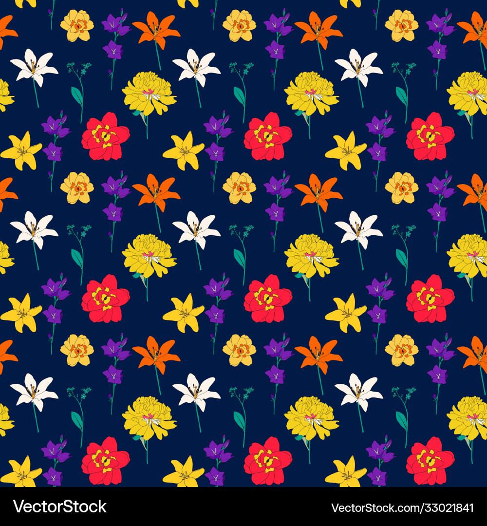 Abstract hand drawn flower seamless pattern Vector Image