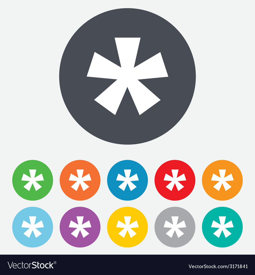 Asterisk footnote sign icon star symbol Royalty Free Vector