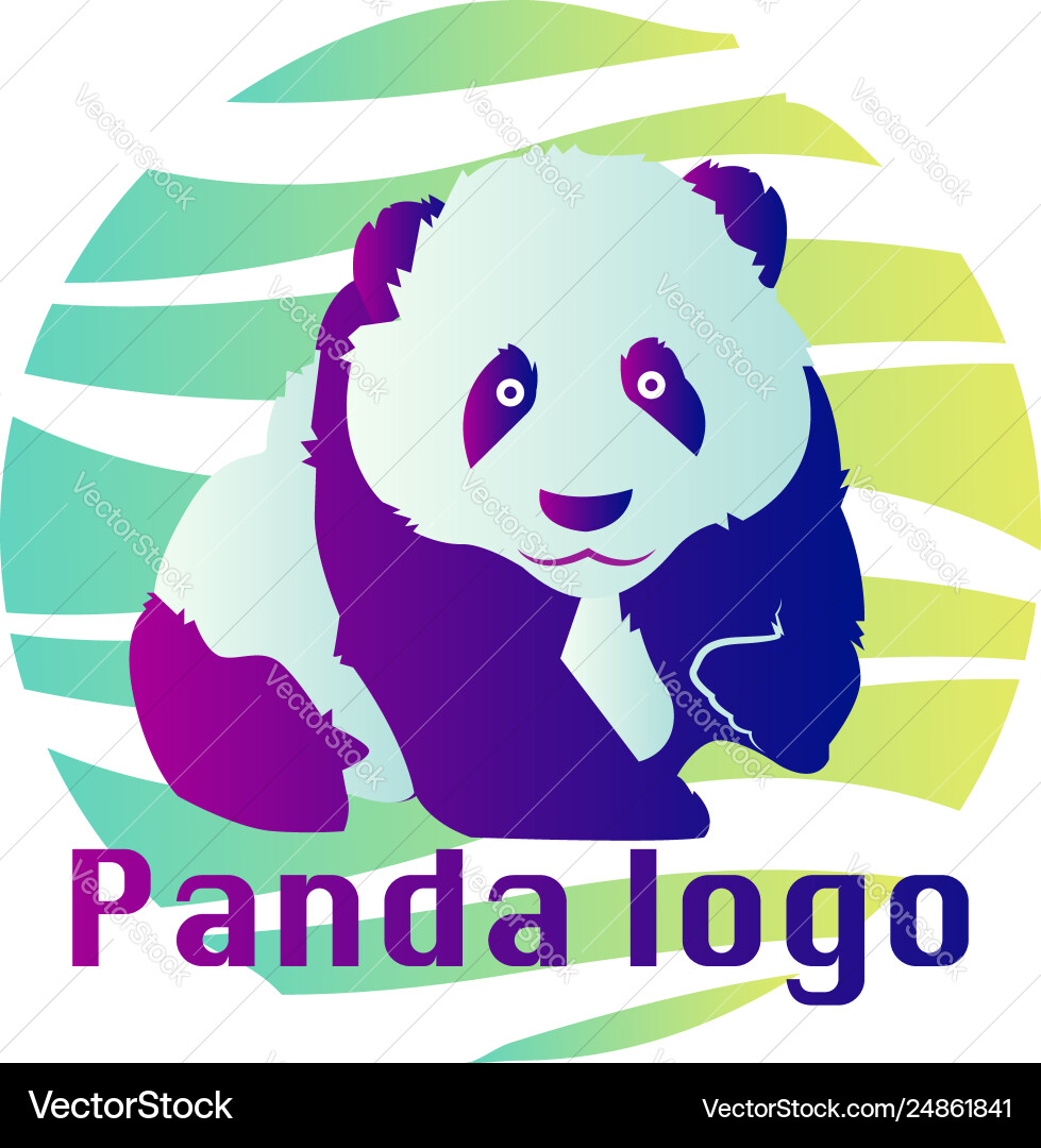 Blue and purple panda inside green white Vector Image