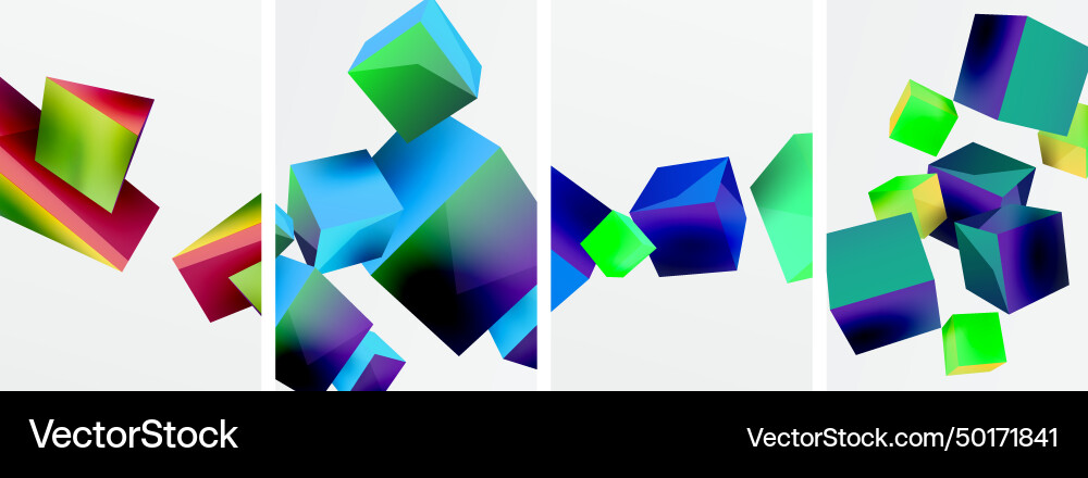 Composition of 3d cubes and other geometric Vector Image