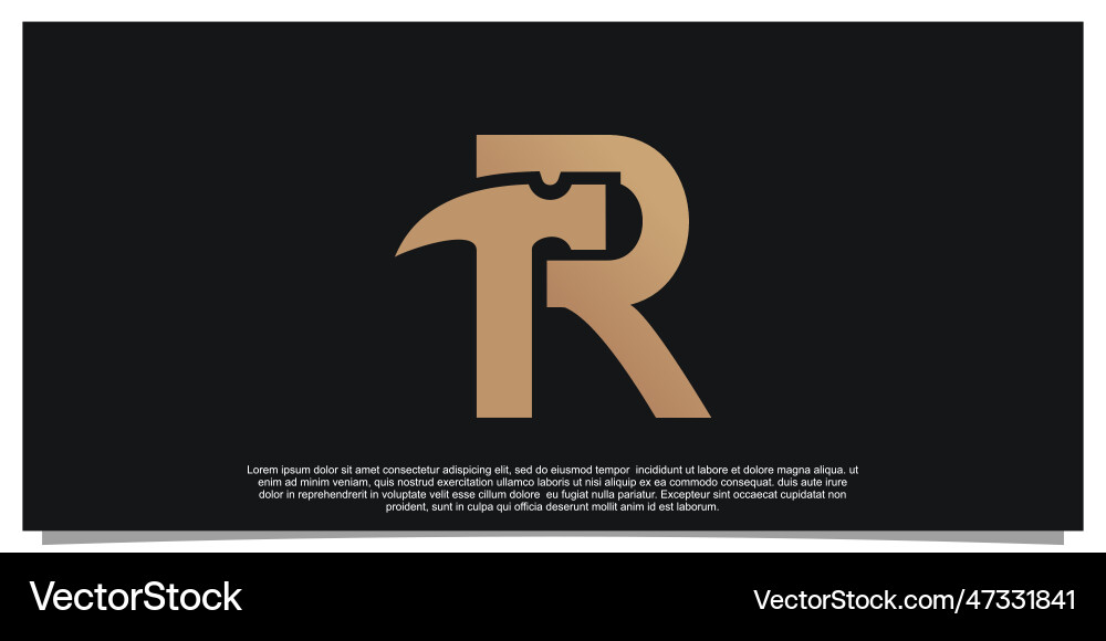 Creative initial letter r with hammer logo design Vector Image