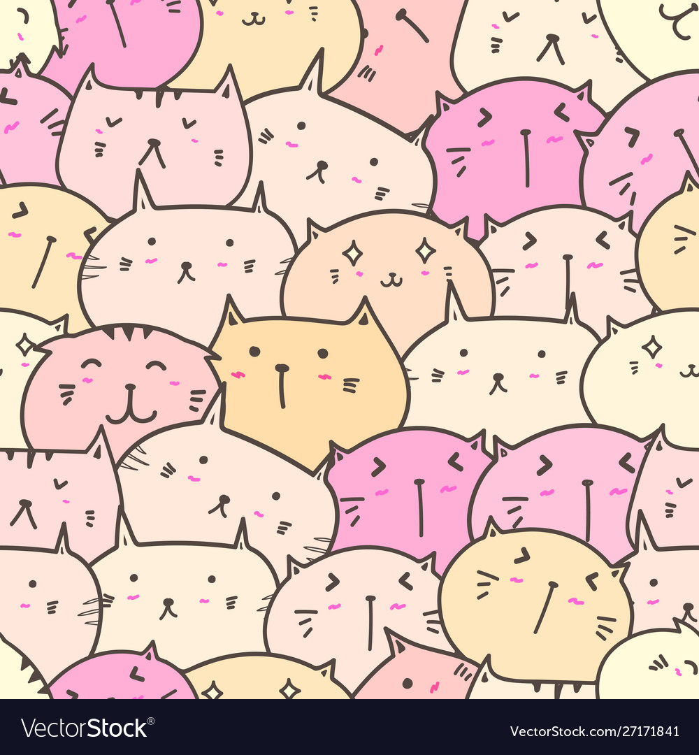 Cute cat seamless pattern background Royalty Free Vector