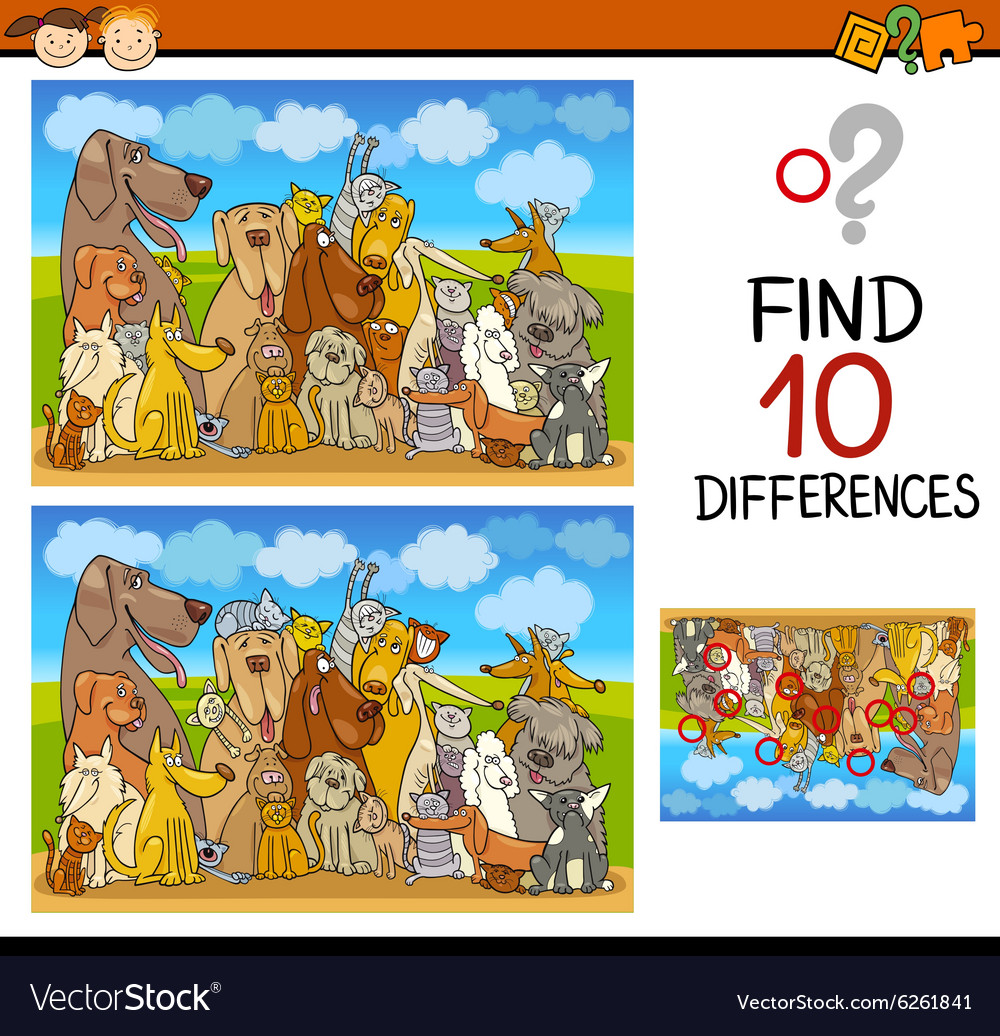 Find differences cartoon task Royalty Free Vector Image
