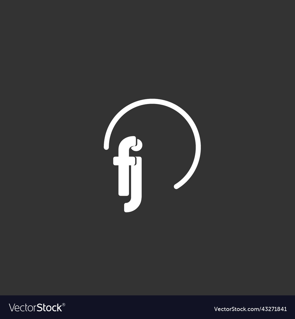 Fj initial logo with rounded circle Royalty Free Vector