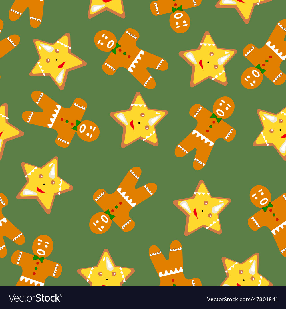 Gingerbread men pattern Royalty Free Vector Image