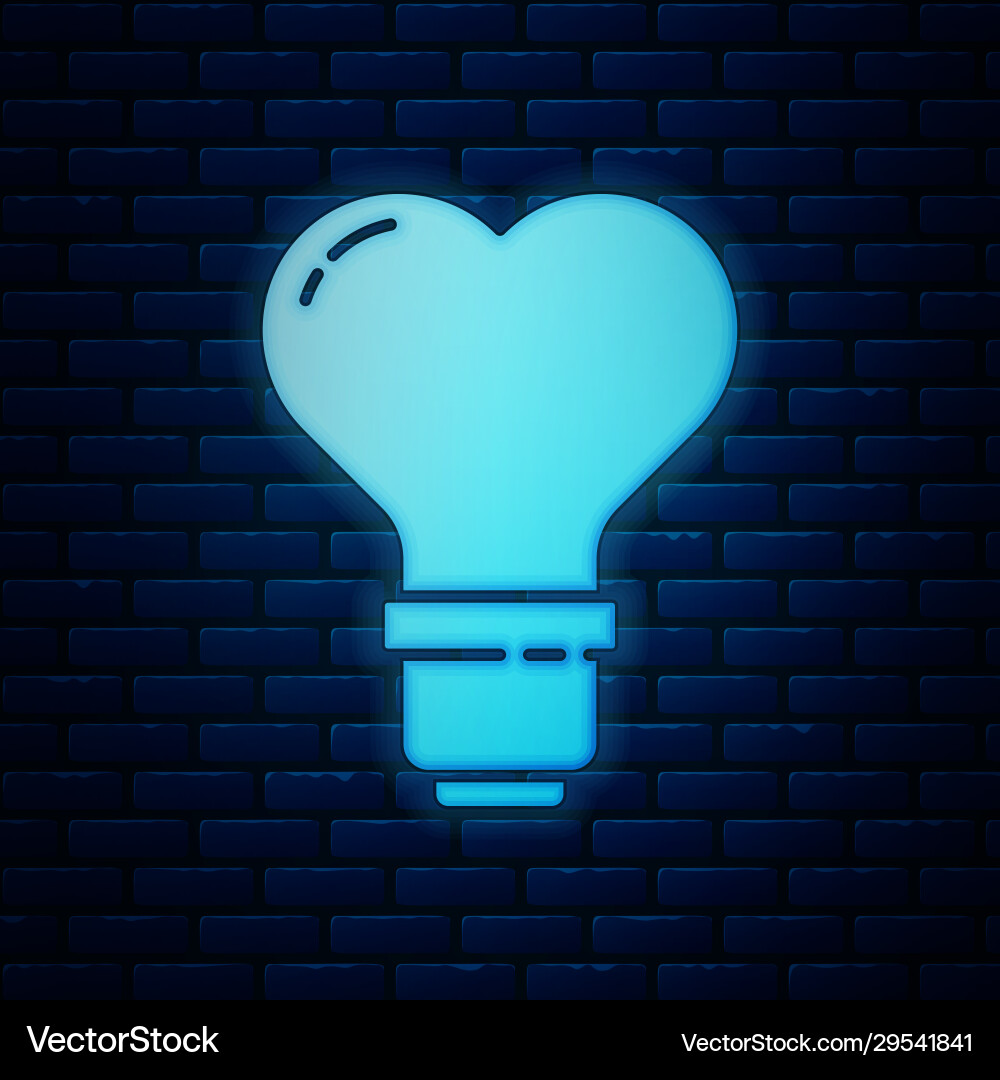 Glowing neon heart shape in a light bulb icon Vector Image
