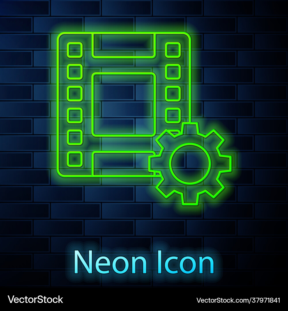 Glowing neon line play video icon isolated Vector Image