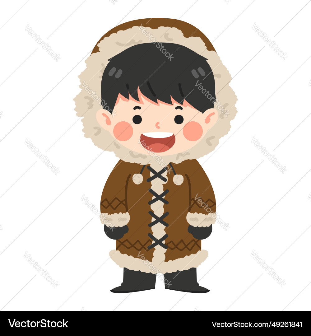 Happy little eskimo boy cartoon Royalty Free Vector Image