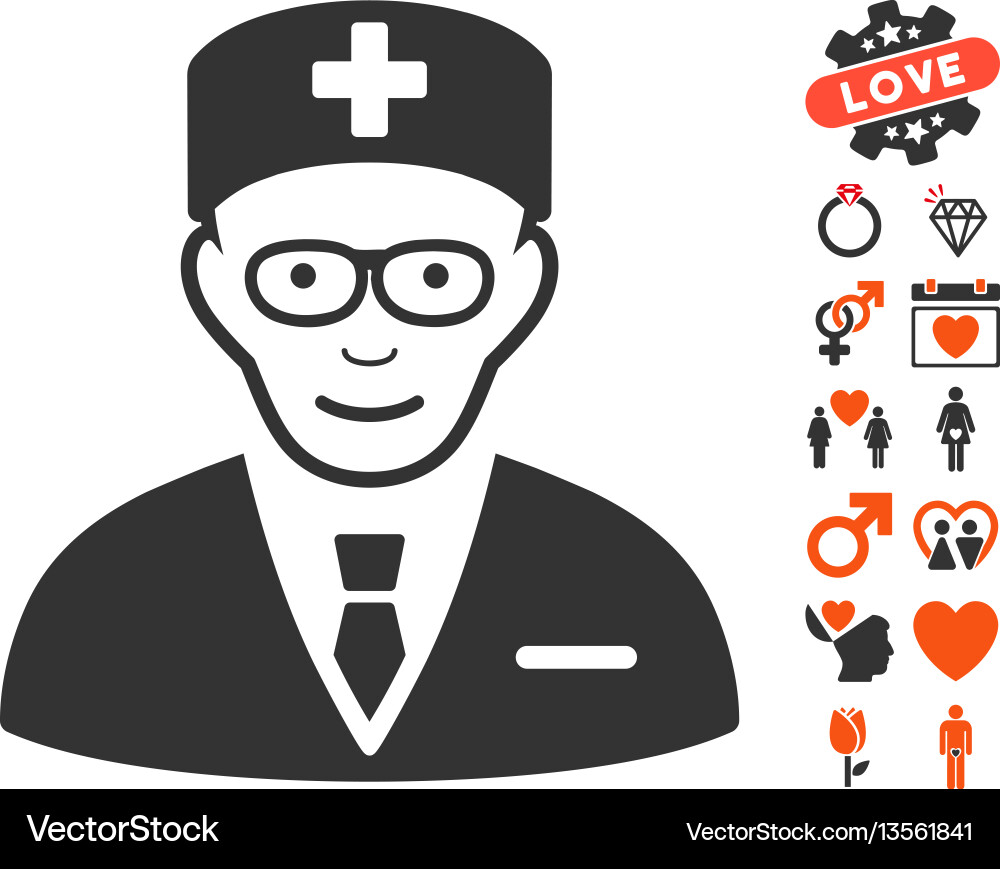 Head physician icon with lovely bonus Royalty Free Vector