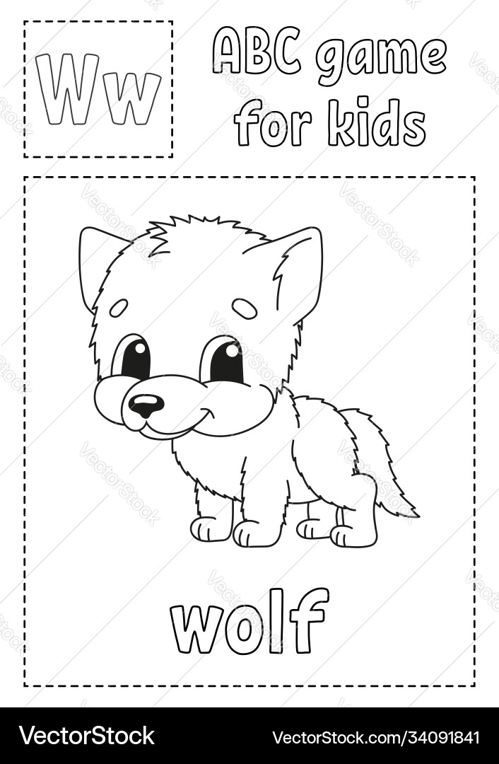 Letter w is for wolf abc game kids alphabet Vector Image