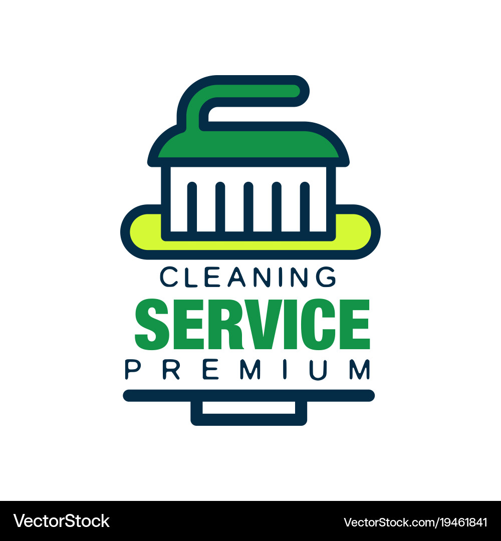 Linear logo for cleaning agency with brush Vector Image