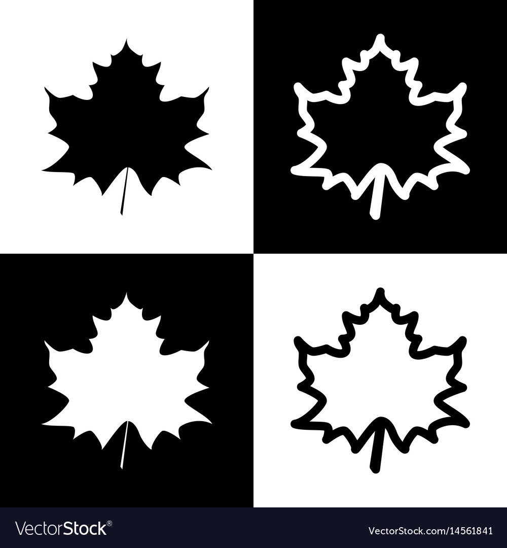 Maple leaf sign black and white icons Royalty Free Vector