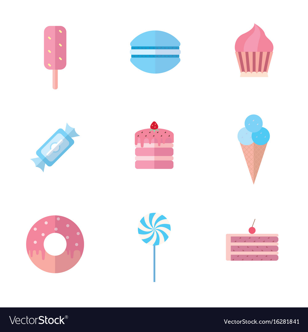 Set Of Sweet Food Icons Flat Style Royalty Free Vector Image