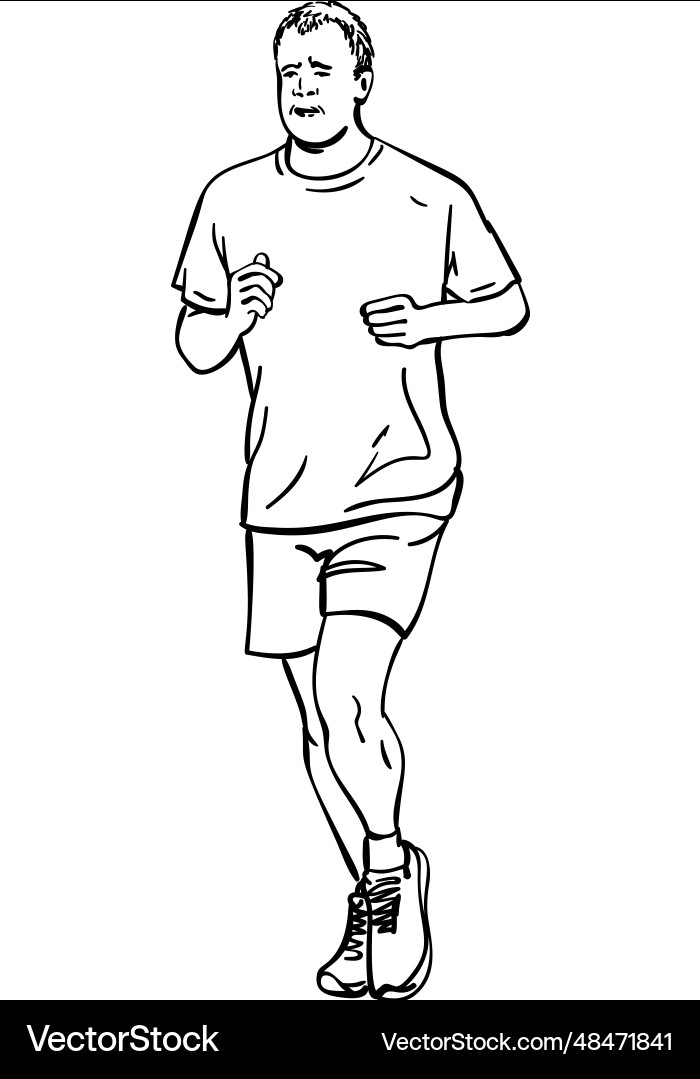 Sketch of running man hand drawn linear Royalty Free Vector