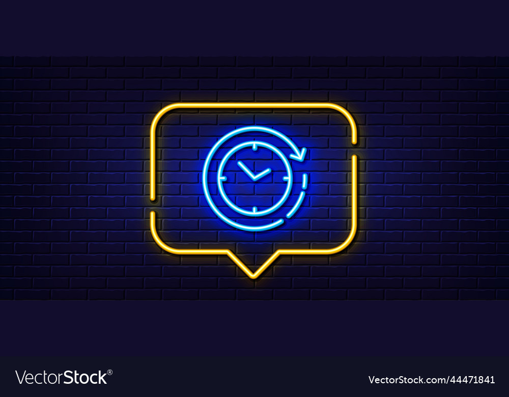 Time change line icon clock sign watch neon Vector Image