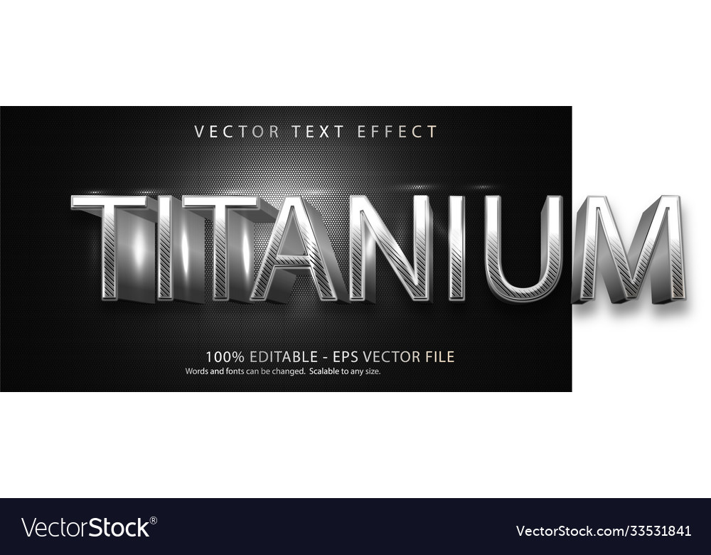 Titanium text metallic silver style editable text Vector Image Titanium text metallic silver style editable text Vector Image