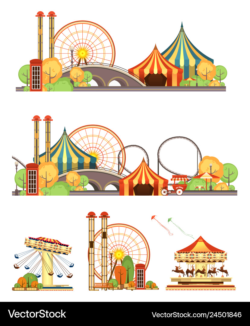 Amusement park circus set Royalty Free Vector Image