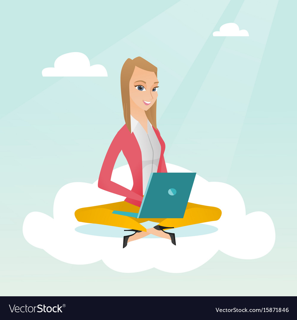 Caucasian woman using cloud computing technologies