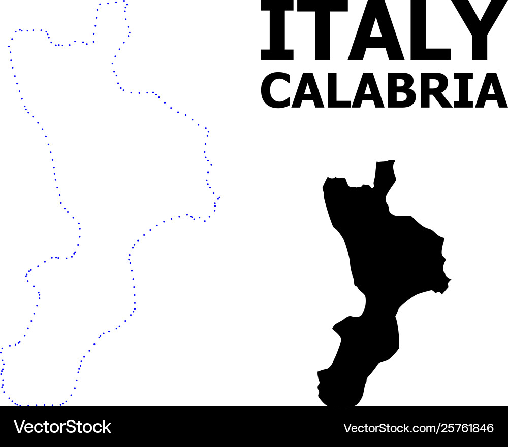 Contour dotted map calabria region Royalty Free Vector Image
