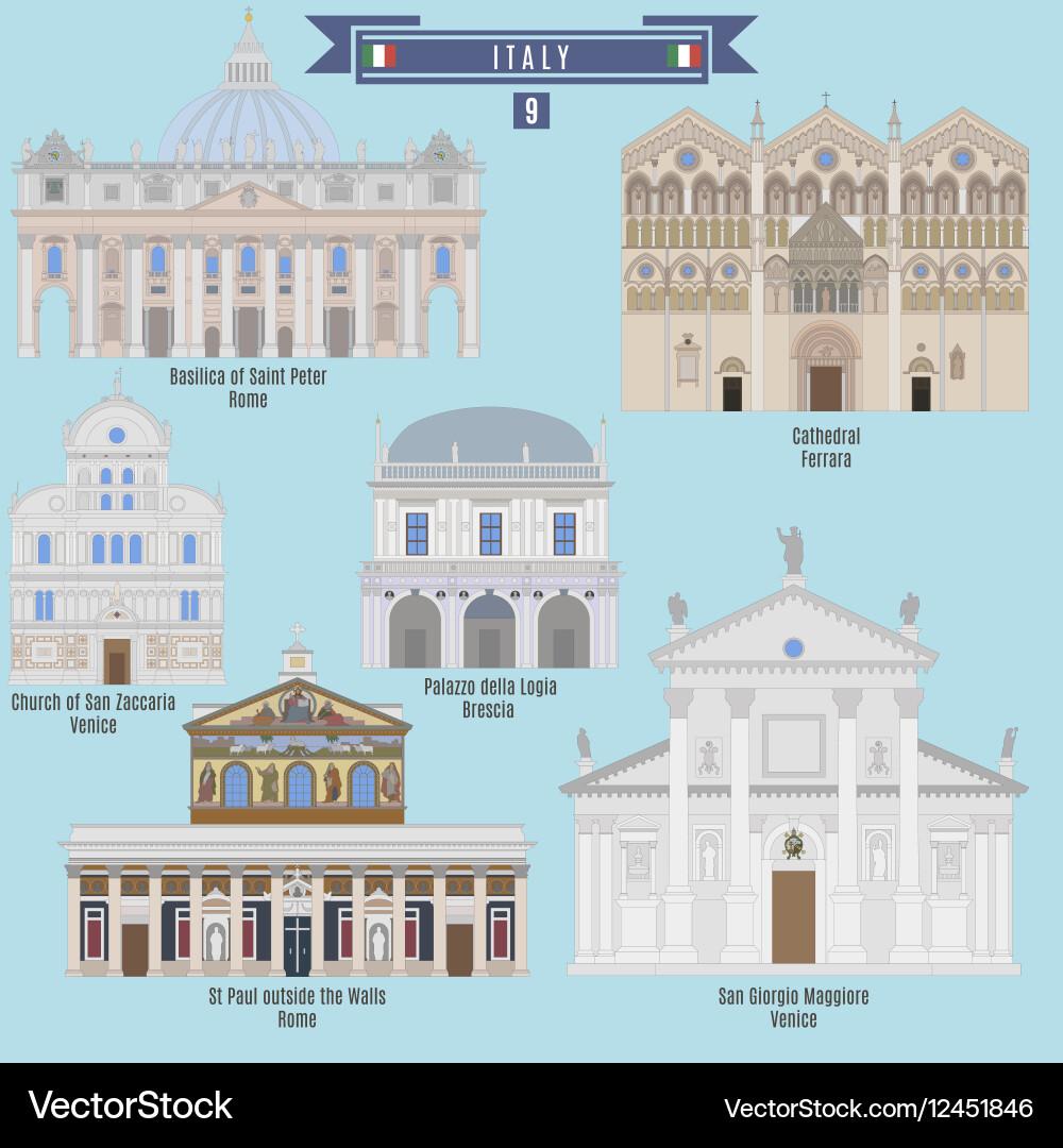 Famous Places in Italy Royalty Free Vector Image
