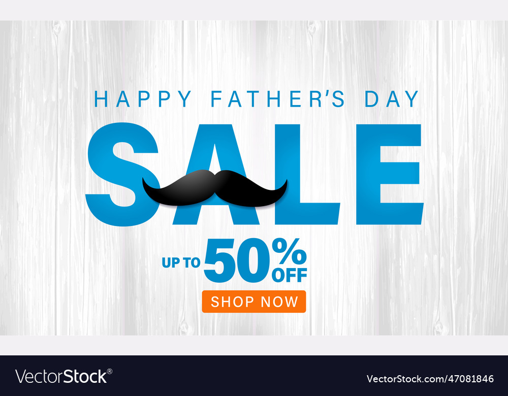 Fathers day sale promotion text with moustache Vector Image