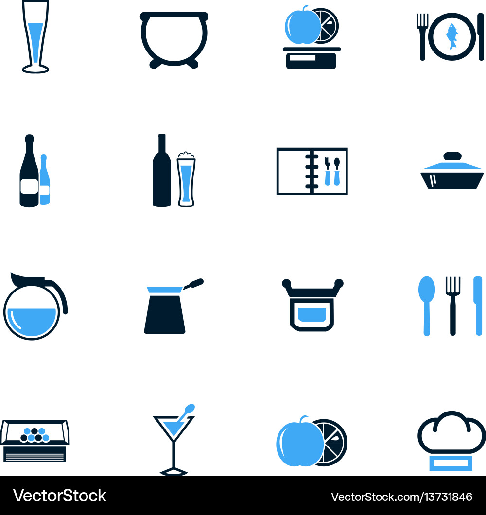 Food and kitchen icons set Royalty Free Vector Image