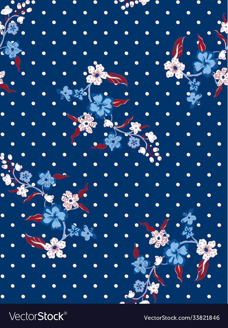 Gentle seamless polka dot pattern with flowers Vector Image