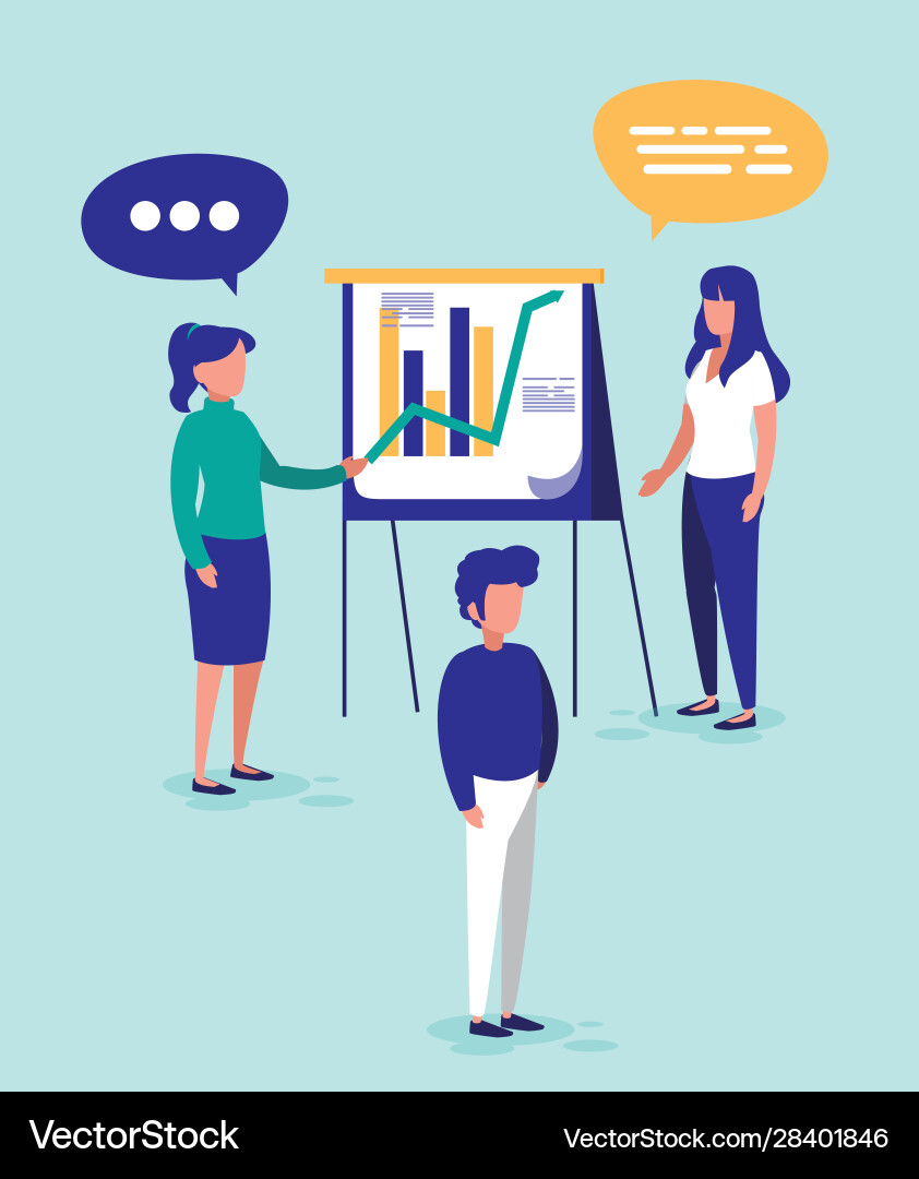 Group businesspeople and infographic Royalty Free Vector