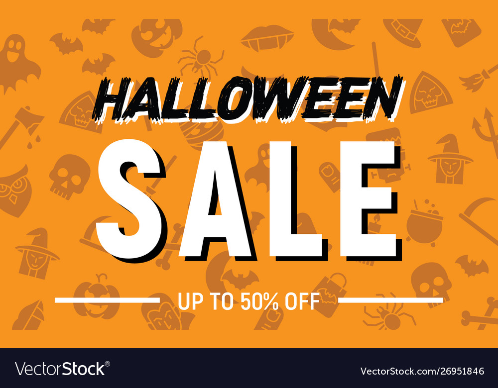 Halloween 50 percent sale discount Royalty Free Vector Image