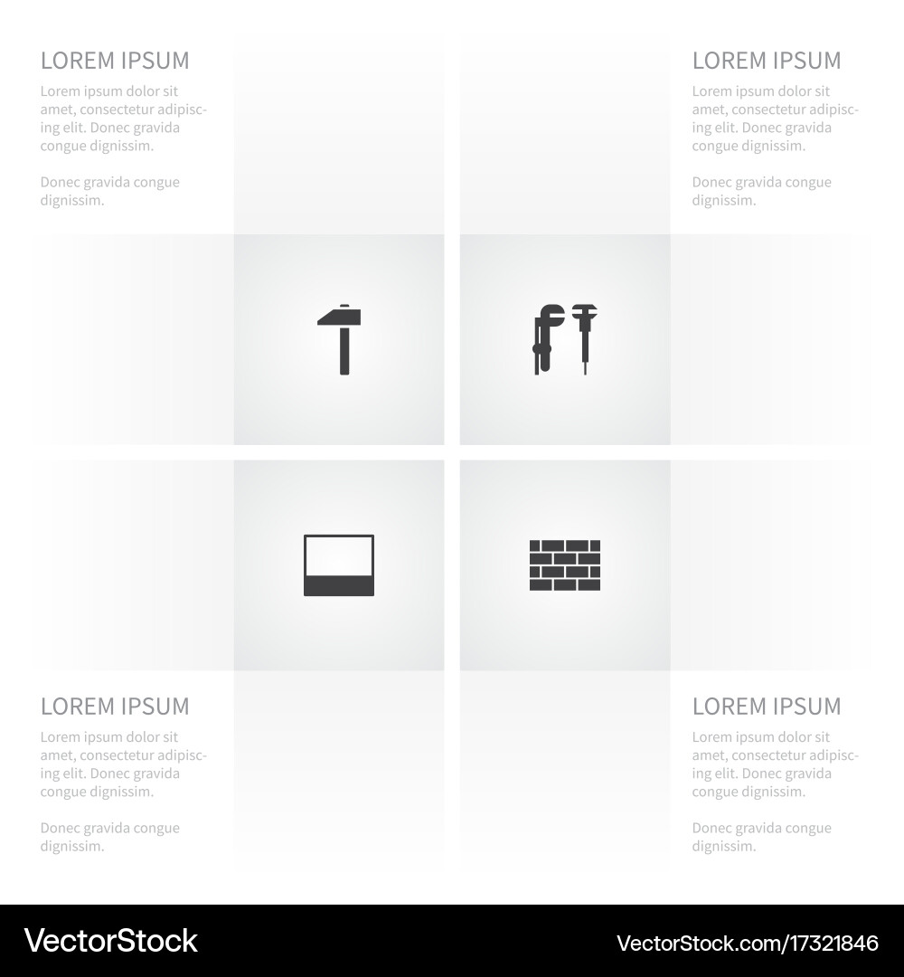 Icon work set of tool wall mallet and other Vector Image
