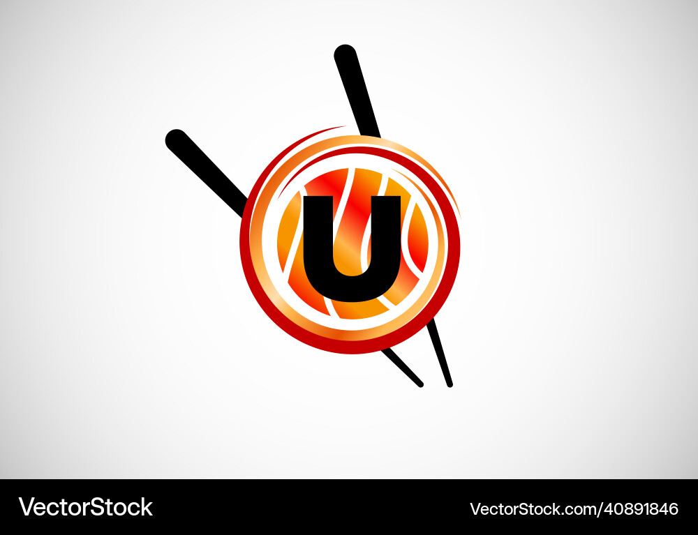 Initial u monogram alphabet in the circle Vector Image