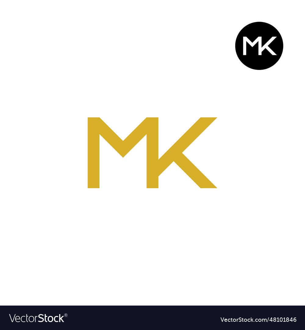 Letter mk monogram logo design simple Royalty Free Vector