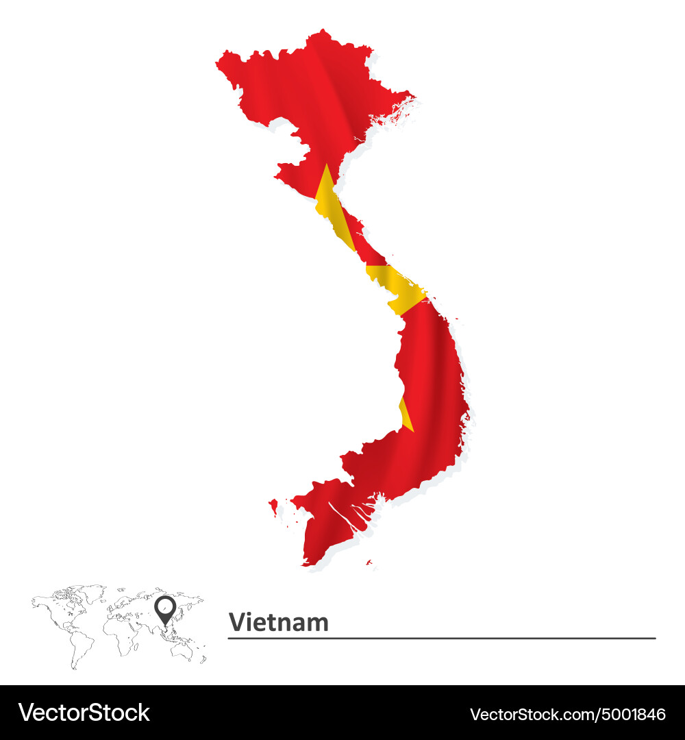 Map of Vietnam with flag Royalty Free Vector Image