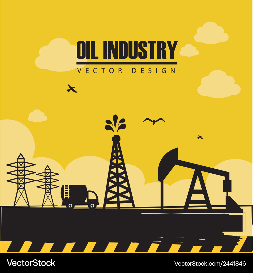 Oil industry over landscape background Royalty Free Vector