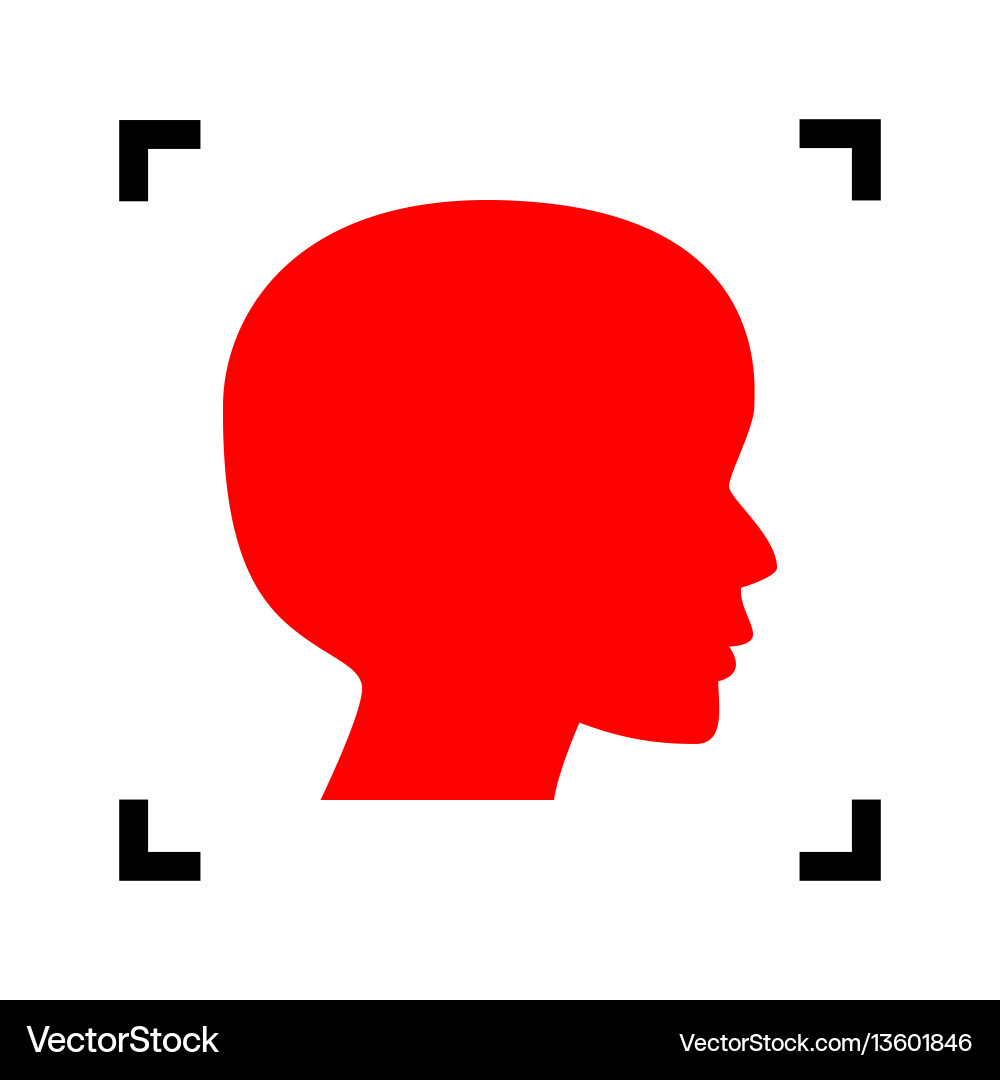 People head sign red icon inside black Royalty Free Vector