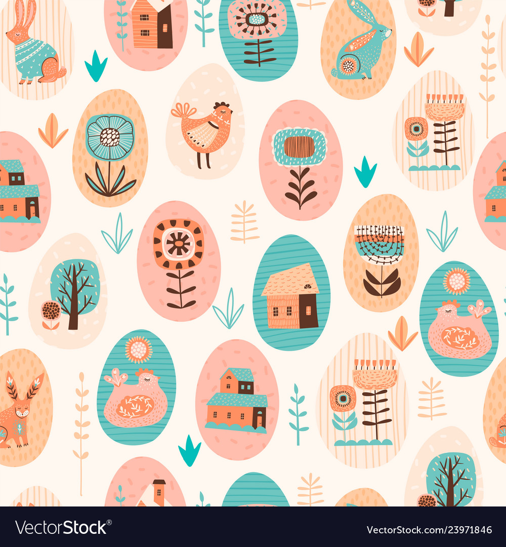 Seamless pattern with easter symbols Royalty Free Vector