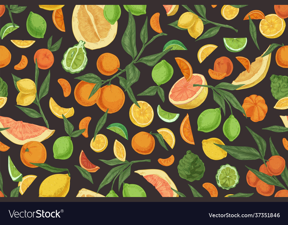 Seamless repeatable pattern with mix citrus Vector Image