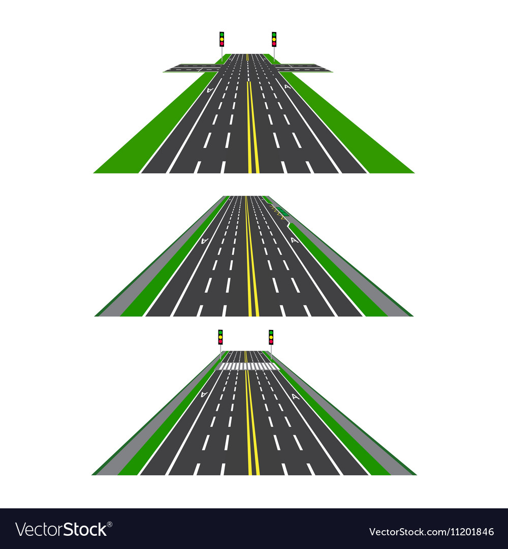 Set different sections road Royalty Free Vector Image