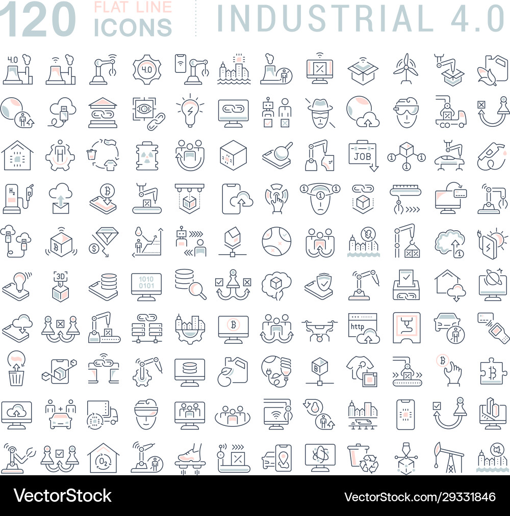 Set line icons industrial 40 Royalty Free Vector Image
