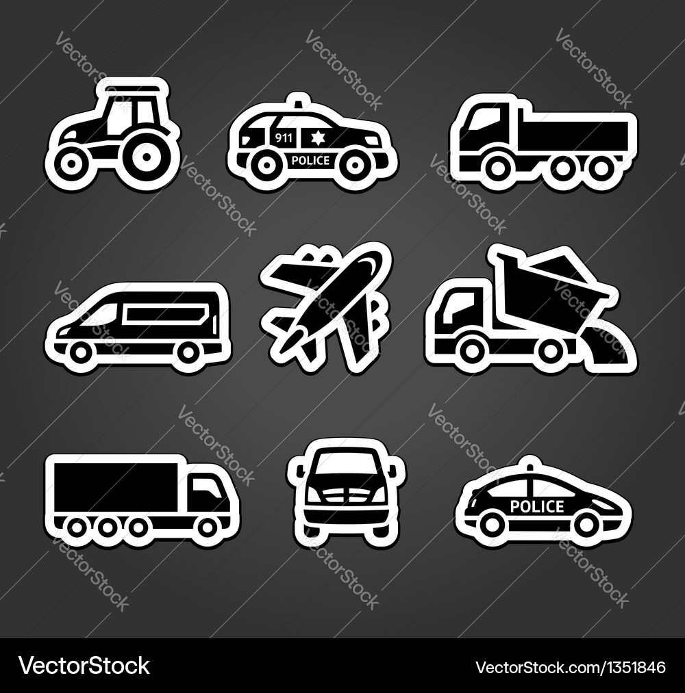 Set sticky stickers transport icons Royalty Free Vector