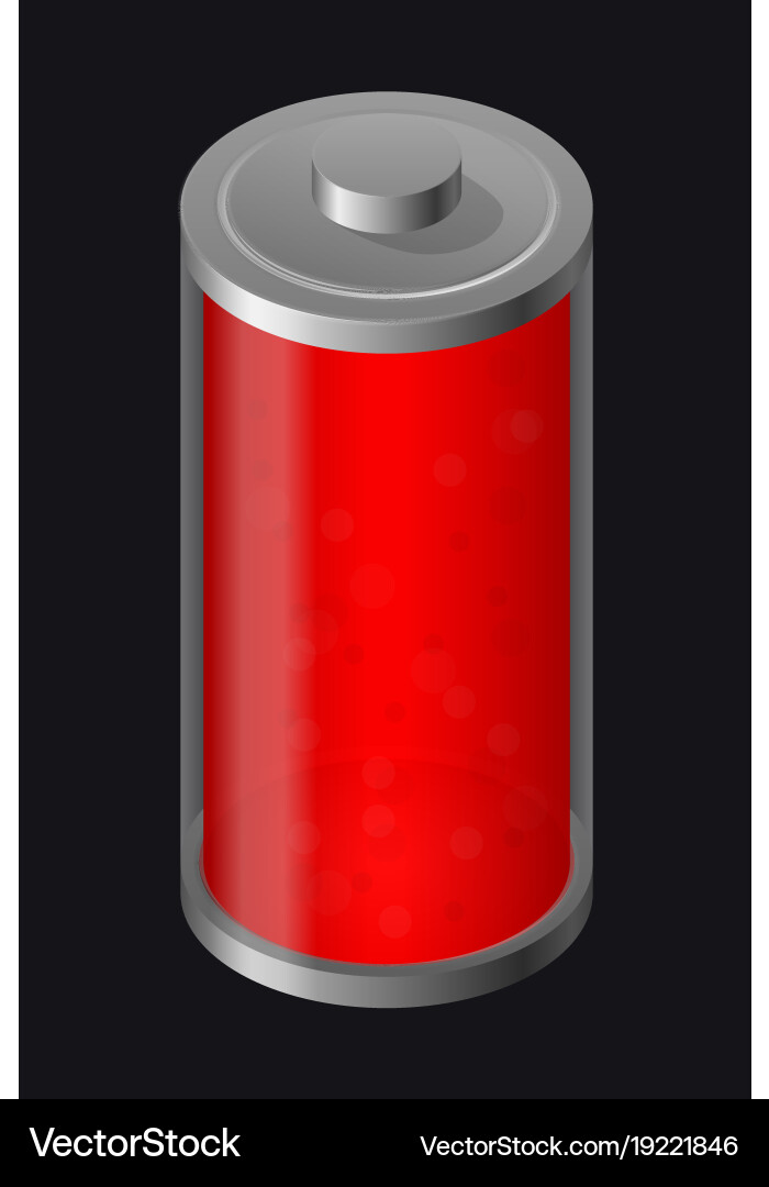 Transparent glass battery red color Royalty Free Vector