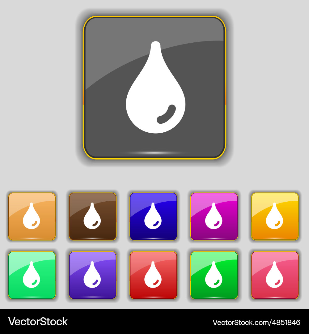 Water drop icon sign set with eleven colored Vector Image